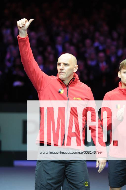 Belgium coach Johan Van Herck is waving at the crowd during the Davis ...
