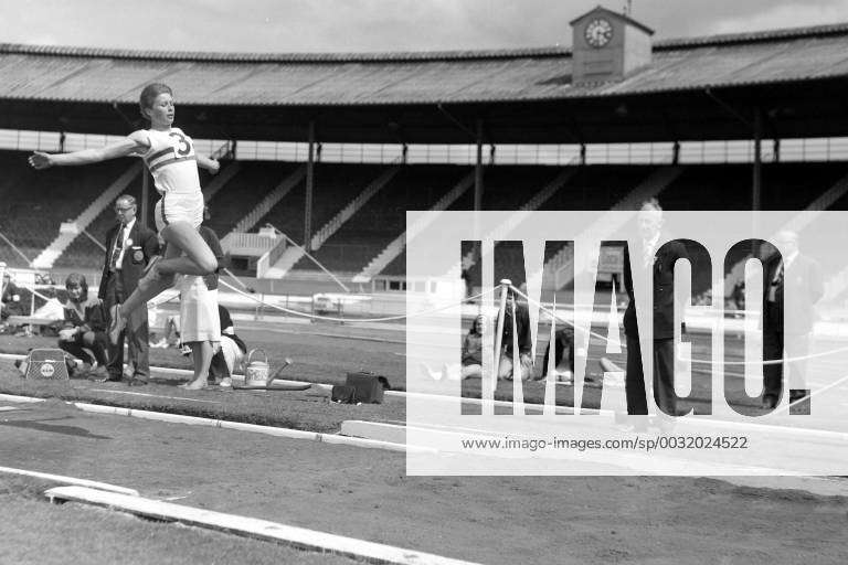 ATHLETICS MARY RAND WINS LONG JUMP AT WHITE CITY IN LONDON ; 4 JULY