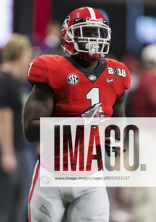 January 08, 2018: Georgia running back Sony Michel (1) during pregame ...