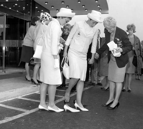 OLYMPICS RETURN BRITISH TEAM MARY RAND HAIR FIXED AT LONDON AIRPORT FOR ...