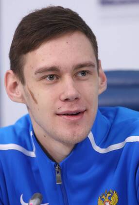 MOSCOW, RUSSIA - : Olympic silver medalist Danil Lysenko speaks at a ...