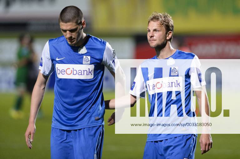 - LOKEREN, BELGIUM: Genk s Jeroen Simaeys and Genk s Julien Gorius ...