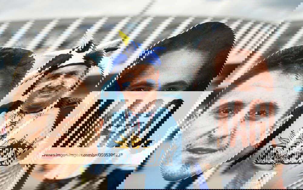 NIZHNY NOVGOROD, RUSSIA – JULY 6, 2018: A supporter of the Uruguayan ...