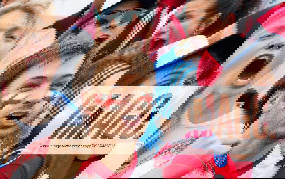 British football fans shouting at match