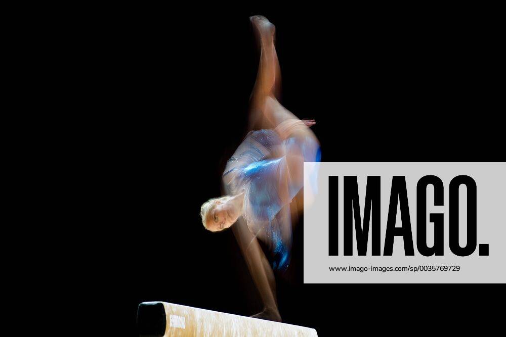 Maija Leinonen or Finland competes at the beam in the womens ...