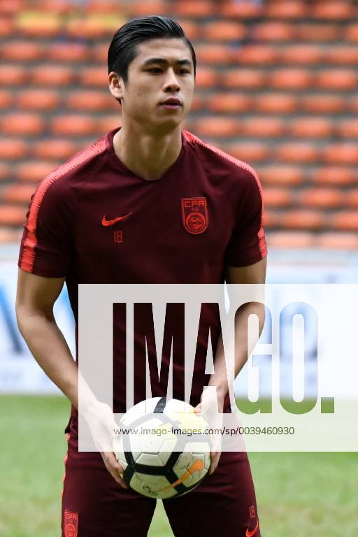 Zhang Yuning of China national under-23 football team takes part in a ...