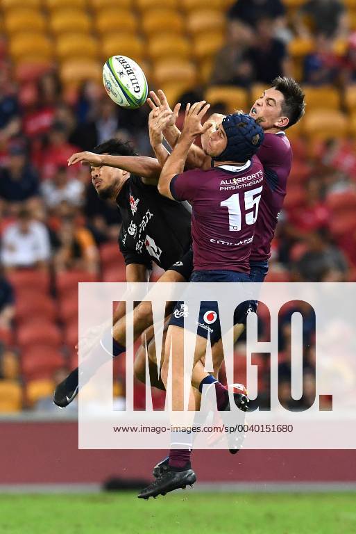 SUPER RUGBY REDS SUNWOLVES, Hamish Stewart of the Reds (front) competes ...