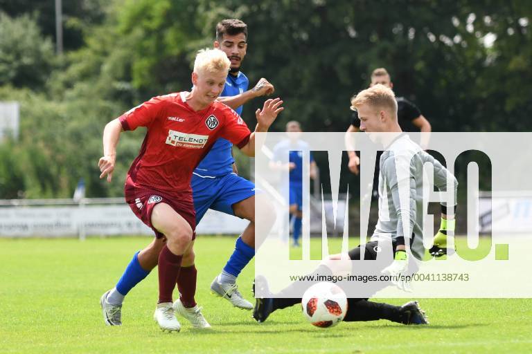 Daniel Bux 15, VfR Aalen is fouled by Ruben Volkert 16, SGV Freiberg ...