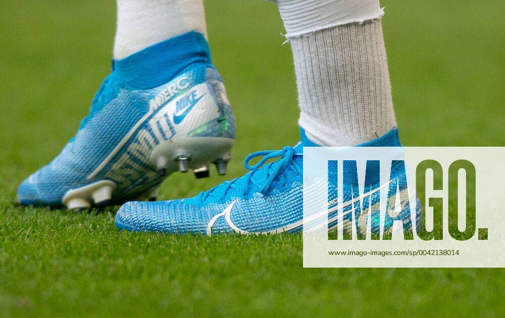 The Nike Mercurial football boots of Jadon Sancho of England displaying ...