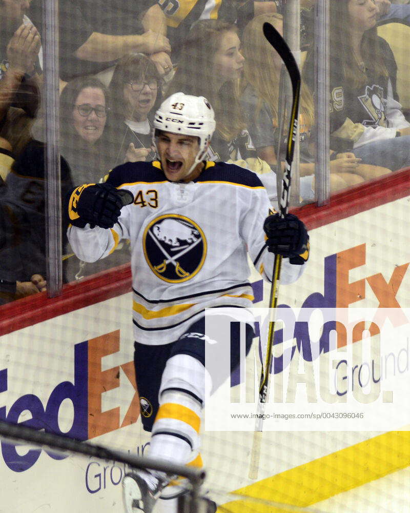 Buffalo Sabres left wing Conor Sheary celebrates his goal against the ...