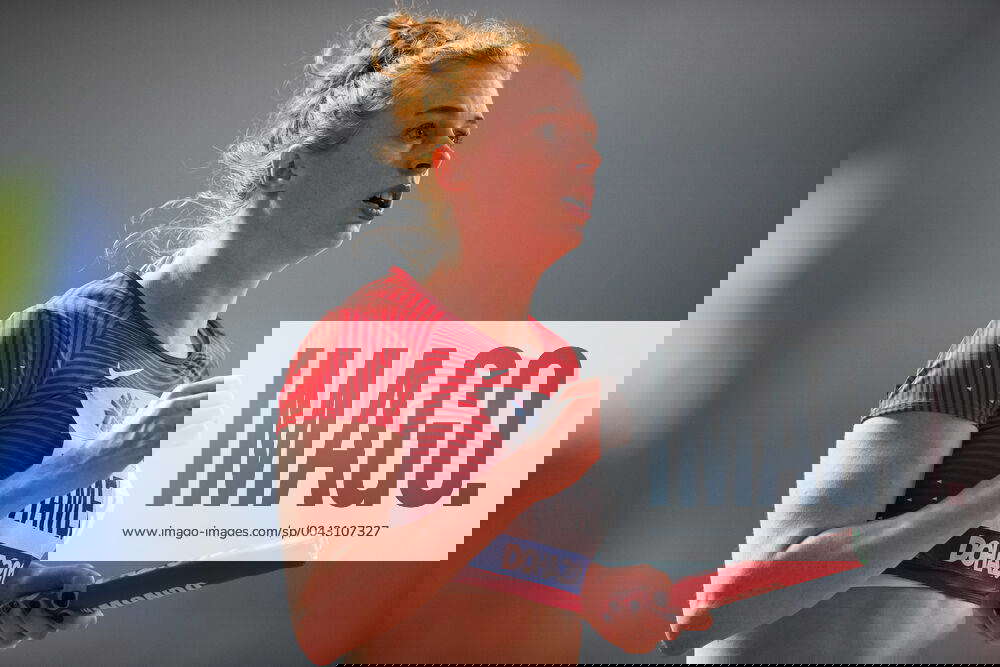 191004 Mathilde U Kramer of Denmark competes in heat 1 of womens 4x100 ...