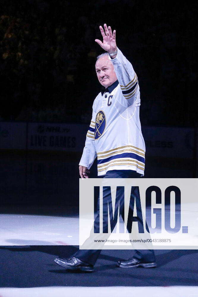 BUFFALO, NY - OCTOBER 05: Former Sabres captain, Gilbert Perreault (11 ...