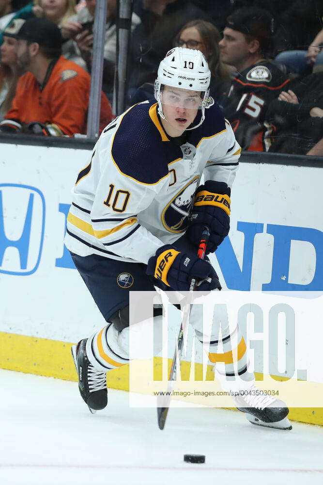 October 16, 2019: Buffalo Sabres defenseman Henri Jokiharju (10) brings ...