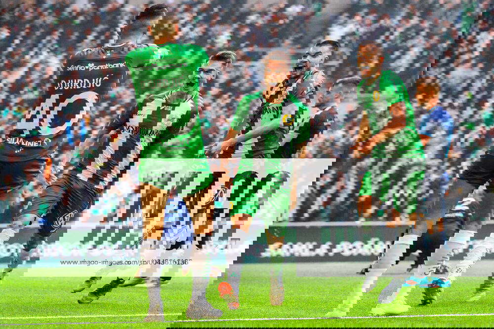 191020 Hammarbys Alexander Kacaniklic cheers with Nikola Djurdjic and ...