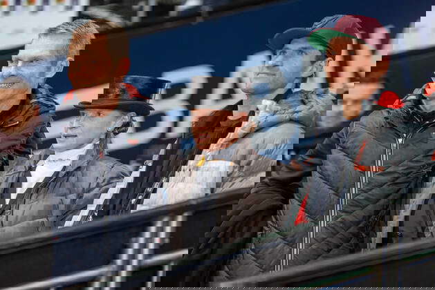 Home coach Götz Brinkman, trainer Isabell Werth and husband Thomas Müller FC Bayern Muenchen are