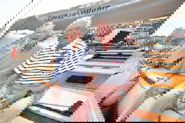 SIR JAMES HARDY SYDNEY HOBART, Sir James Hardy and Gordon Ingate pose ...