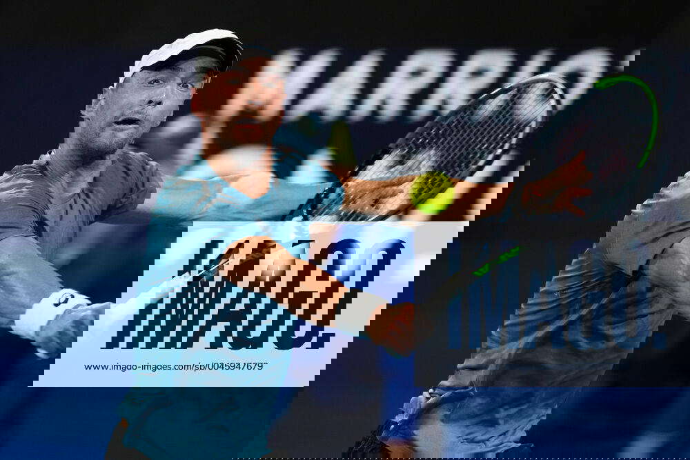 Dimitar Kuzmanov of Bulgaria uses his backhand during the 2020 ATP ...