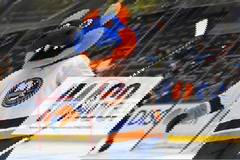 ST. LOUIS, MO. - JANUARY 25: New York Islanders mascot Sparky plays in ...
