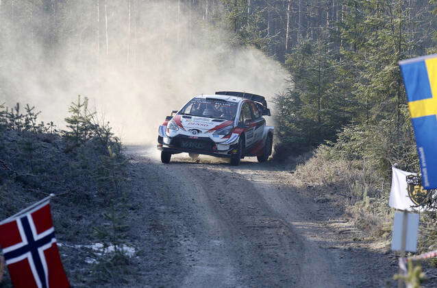 Elfyn Evans and codriver Martin Scott Great Britain compete in their ...