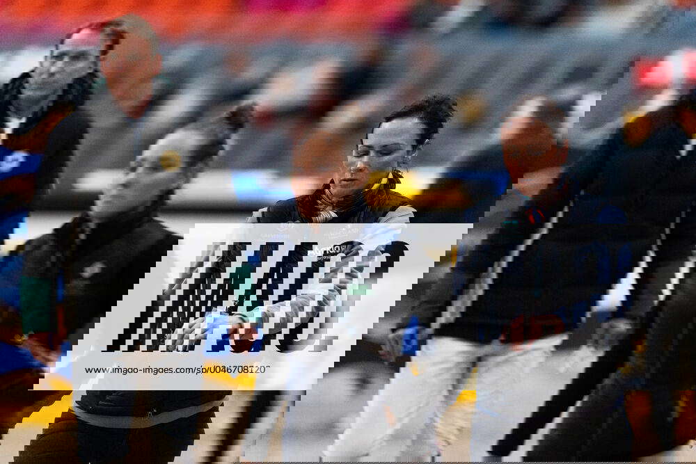 Peder Fredricson and Janelle Larsson of Sweden inspect the course with ...