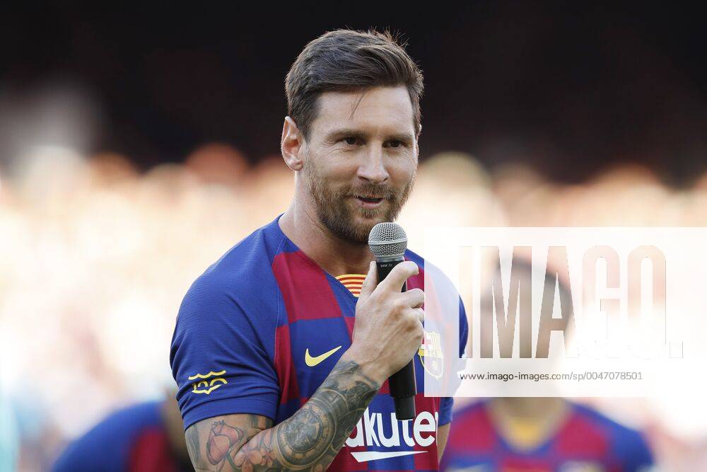 Lionel Messi of FC Barcelona, Barca with microphone during the Trofeu ...