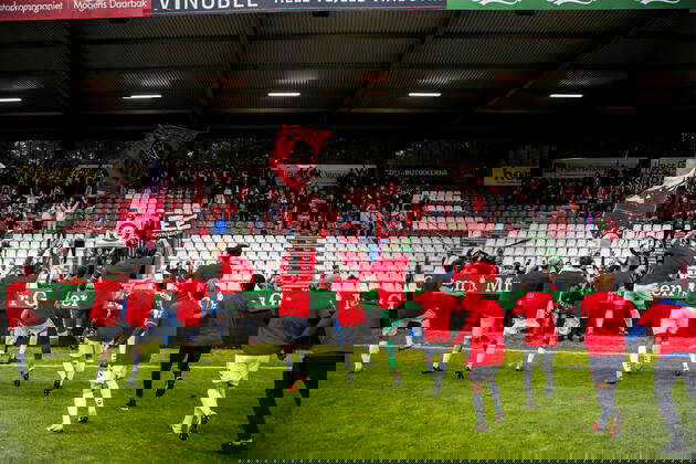 Vejle Boldklub win promotion to the 3F Superliga, football, Denmark ...