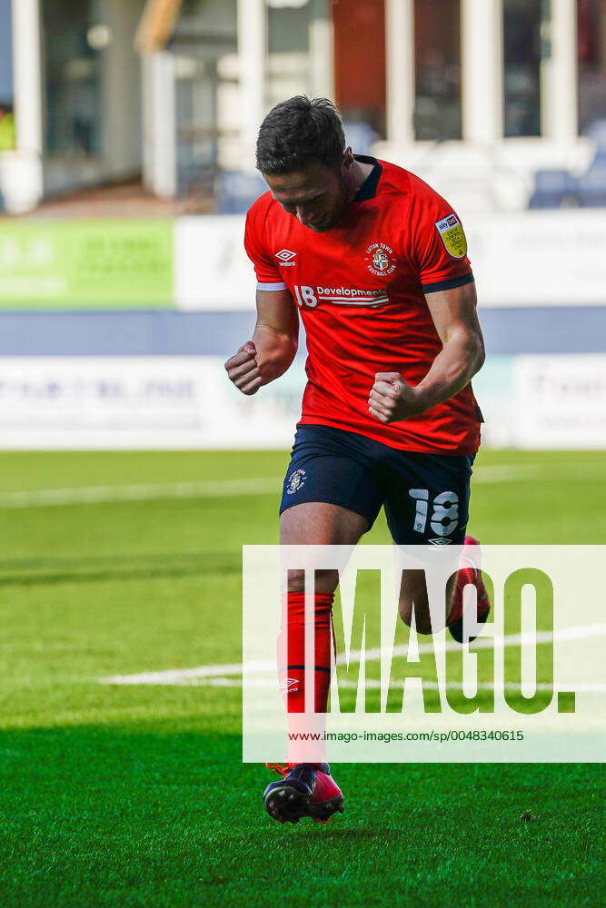 Jordan Clark of Luton Town (18) celebrates after he scores his team?s ...