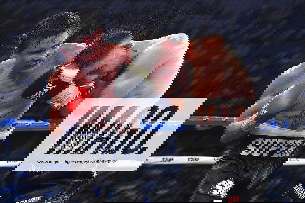 BOXING TSZYU MORGAN, Darragh Foley (left) strikes Ty Telford in their ...