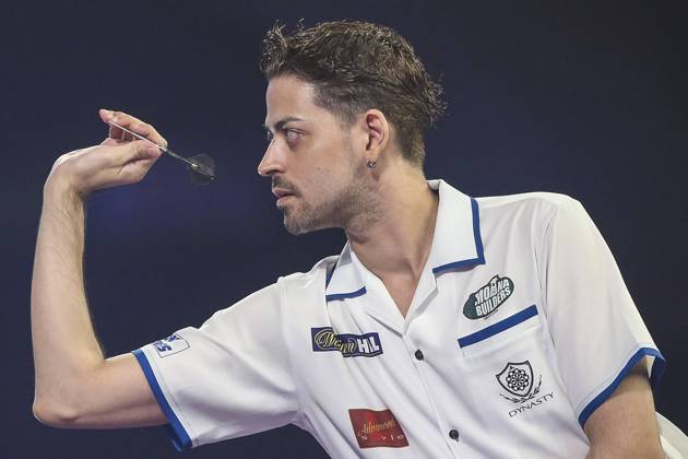 William Hill World Darts Championship 16 12 2020. Darts referee Kirk ...