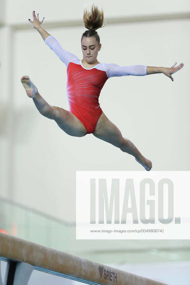 Greta Mayer, HUN, during Juniors Beam Final at 2020 European Artistic ...