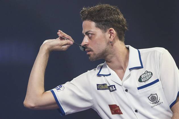 William Hill World Darts Championship 16 12 2020. Darts referee Kirk ...