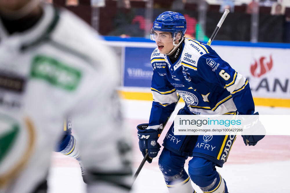 210123 Leksands Alexander Lundqvist cheers after 2 2 during the ice hockey match in the SHL