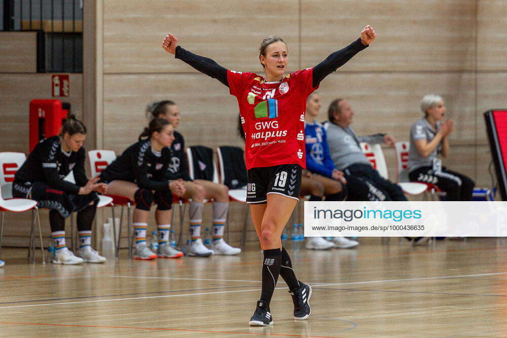 Lea Gruber (SV Union Halle) jubelt SV Union Halle-Neustadt (Wildcats ...
