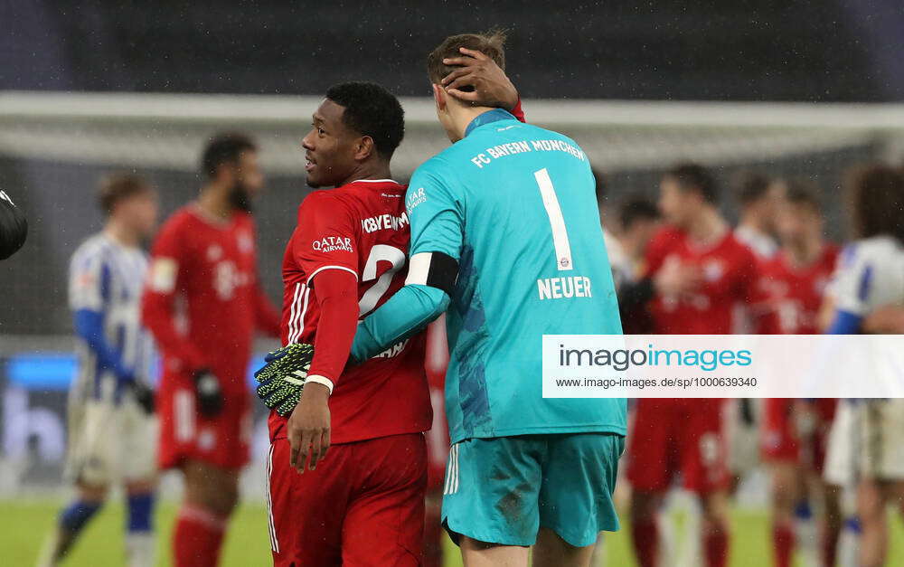 David Alaba, goalkeeper Manuel Neuer joy emotion jubilant cheering ...