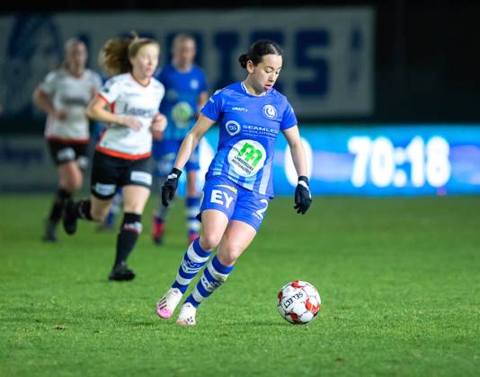 PGB Stadion Rkia Mazrouai of AA Gent pictured during a female soccer ...