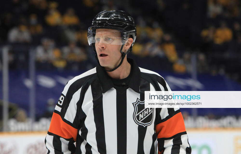 NASHVILLE, TN - APRIL 26: Referee Gord Dwyer (19) is shown during the ...