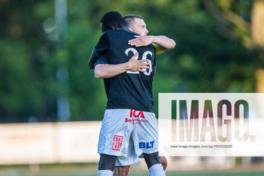 Sölvesborgs Mohammed Mbye and Andreedvinsson cheer after the match ...