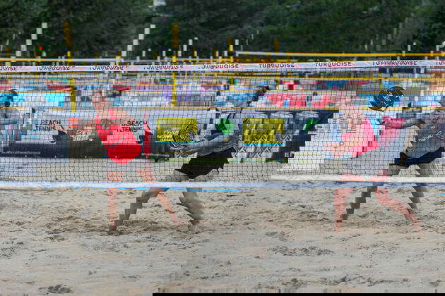 In the picture Margarete Pelster GER and Deborah Doering GER ITF Beach ...