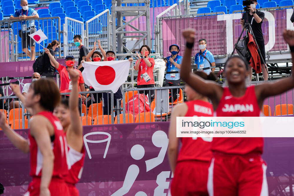 TOKYO, Supporters of Japan cheer during the women s 3x3 basketball pool ...