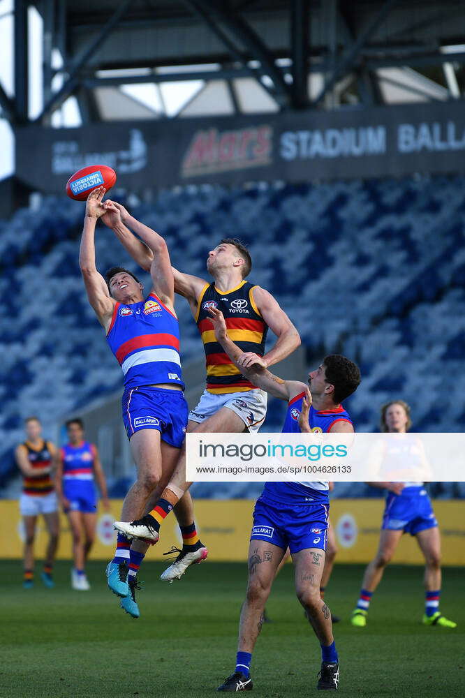 AFL BULLDOGS CROWS, Anthony Scott of Western Bulldogs (left) attempts ...