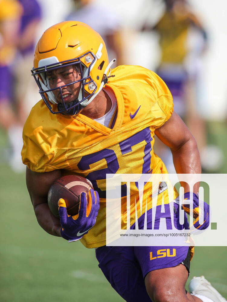 August 7, 2021: LSU running back Josh Williams (27) runs a drill during ...