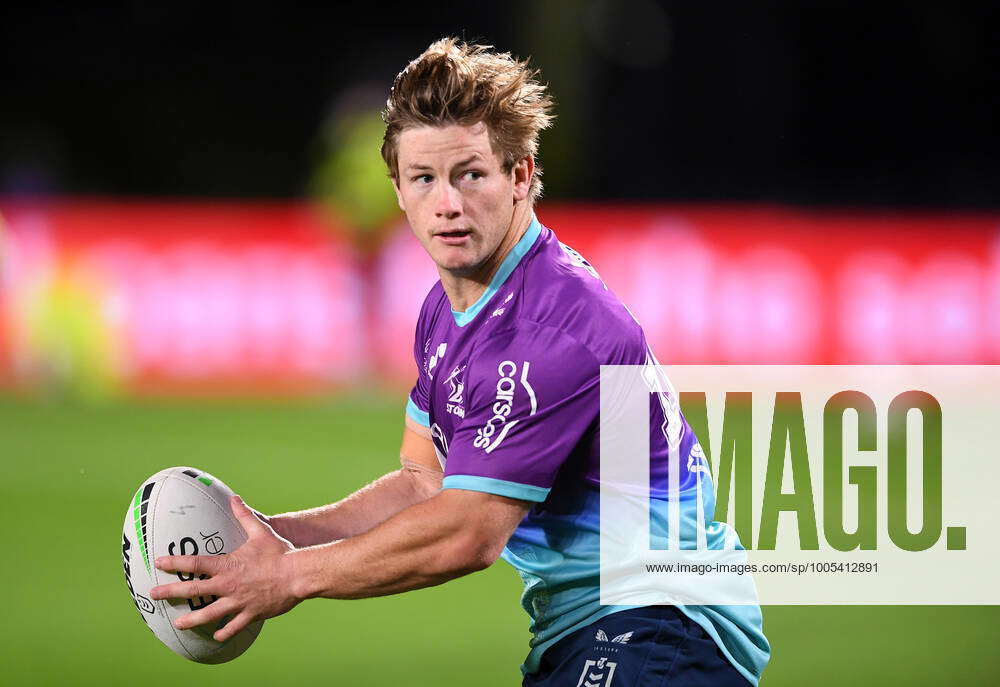 NRL STORM RAIDERS, Harry Grant of the Storm warms up during the Round ...