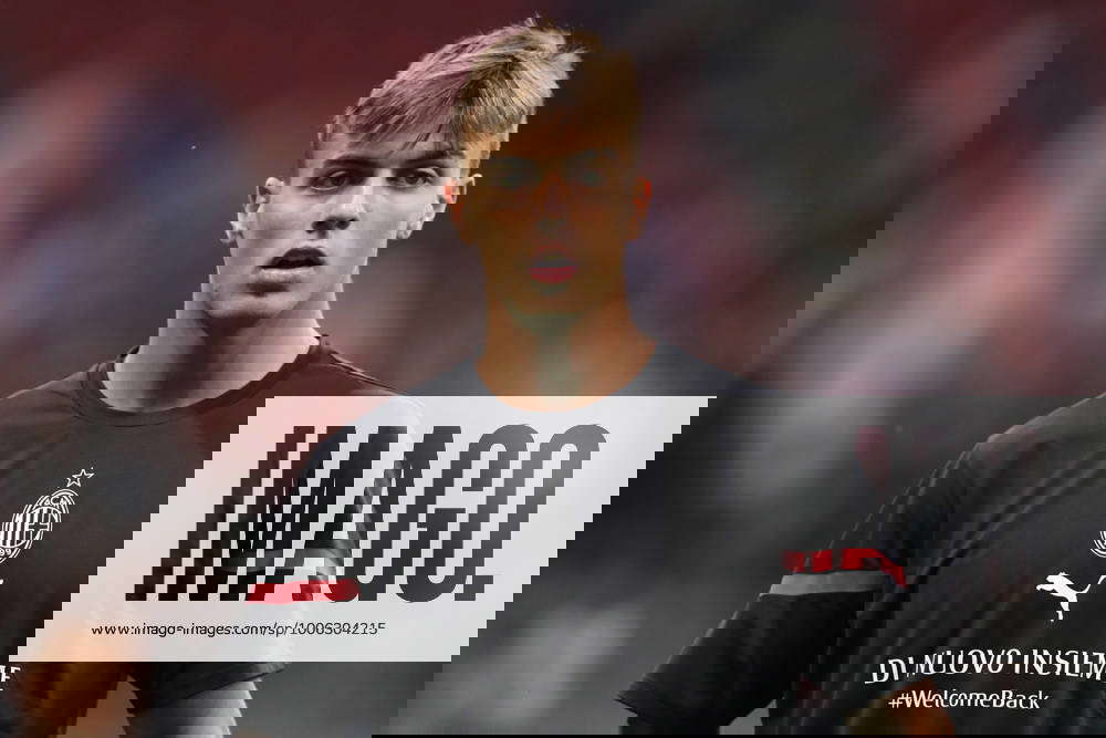 Milan, Italy, 29th August 2021. Daniel Maldini of AC Milan looks on ...