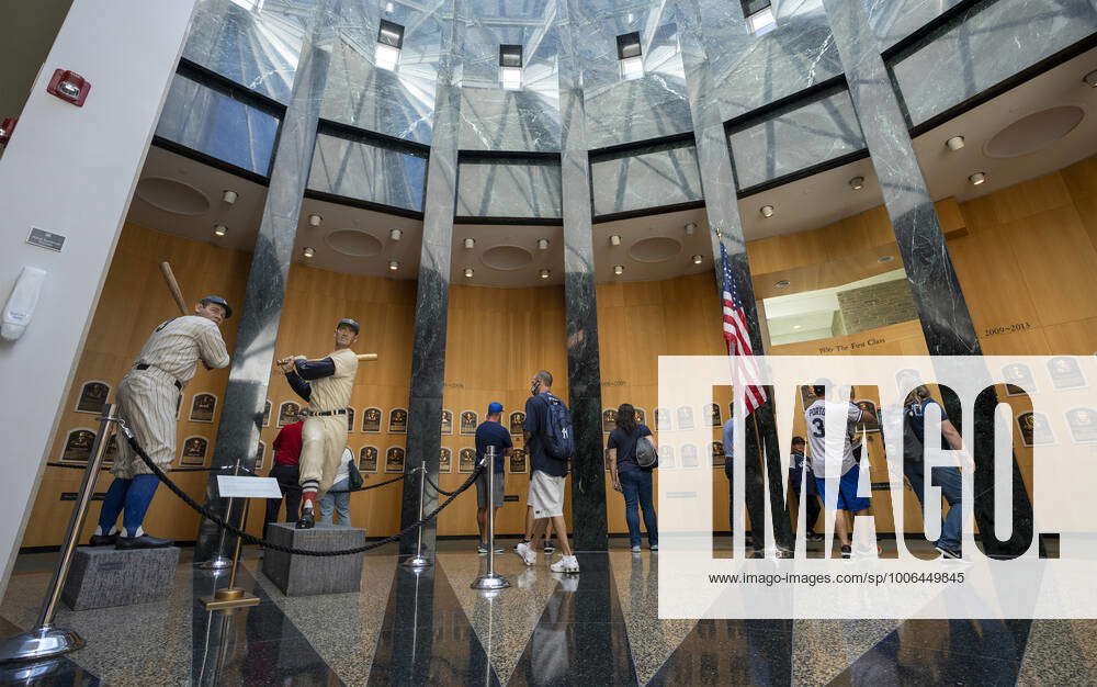 An exhibit showing the plaques of the the HOF players is displayed at ...