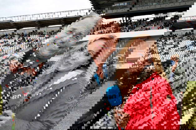 Andrea Kaiser Sat 1 presenter at the DTM race at the Lausitzring ...