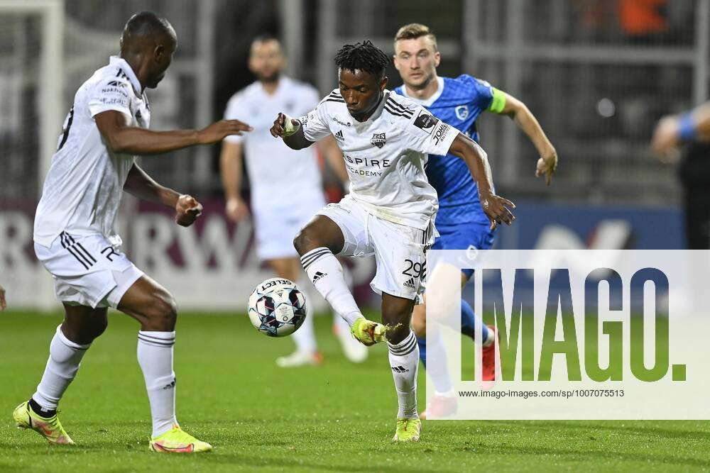 EUPEN, BELGIUM - OCTOBER 3 : Isaac Nuhu midfielder of KAS Eupen during ...