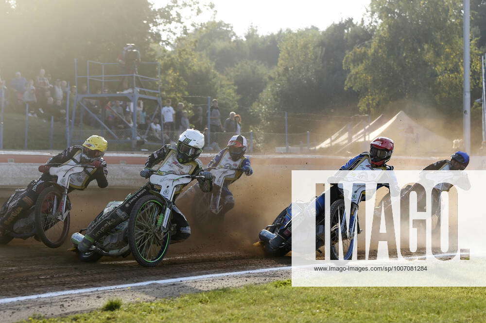 Patryk Dudek, 2nd from left, motorcycle speedway rider from Poland ...