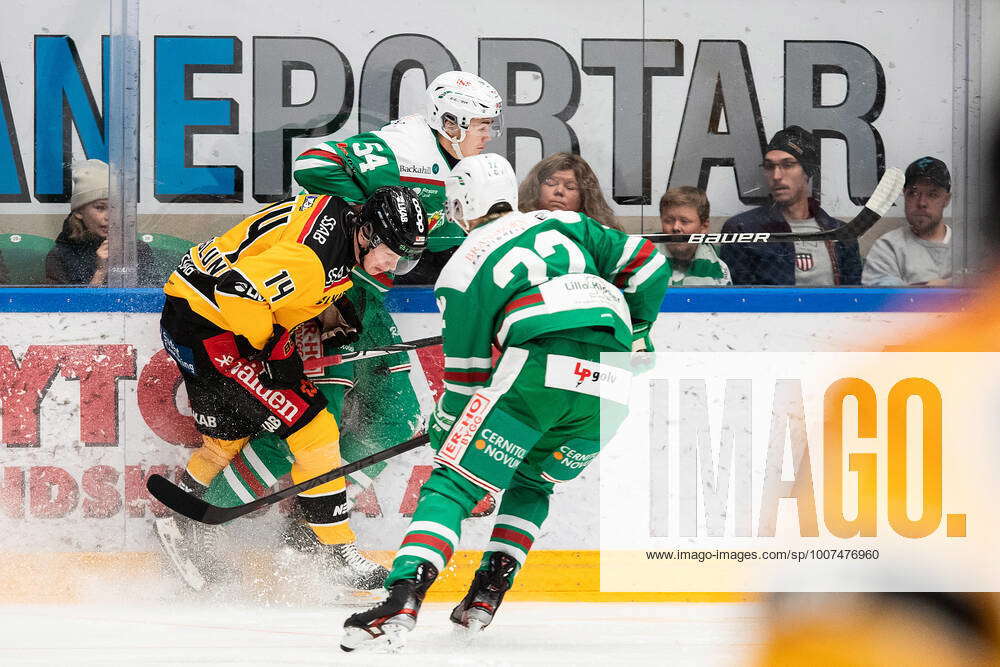 Luleas Jonas Berglund and Rögles William Wallinder during the ice ...