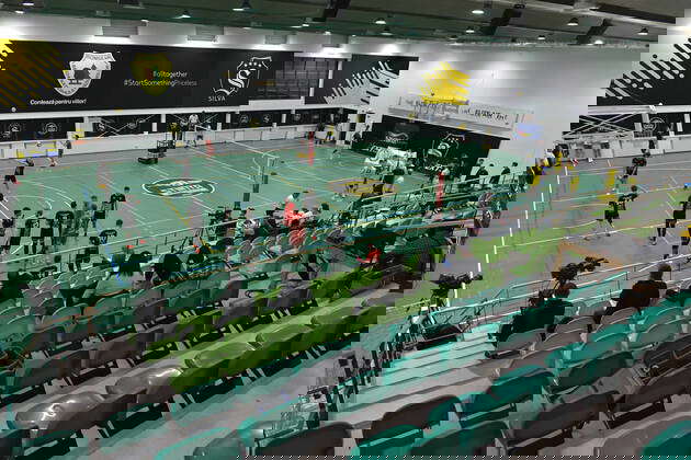 Romsilva Hall in Bucharest hosts the mens volleyball match between ...