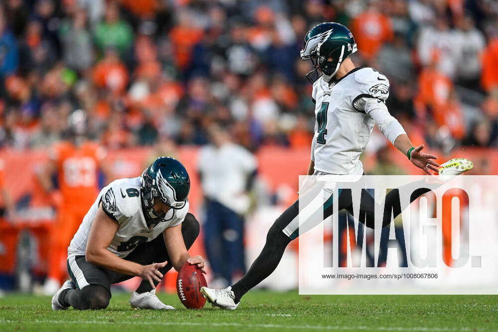 DENVER, CO - NOVEMBER 14: Philadelphia Eagles kicker Jake Elliott kicks ...